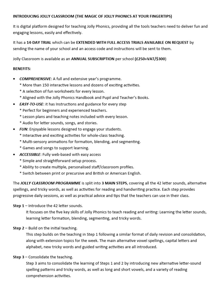 Introducing Jolly Classroom | PDF