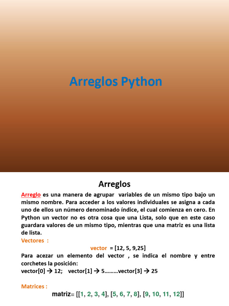 Arreglos en Python | PDF