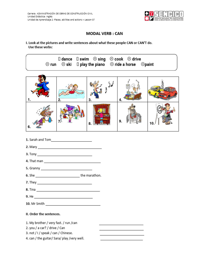 Dance Swim Sing Cook Drive Run Ski Play The Piano Ride A Horse Paint | PDF