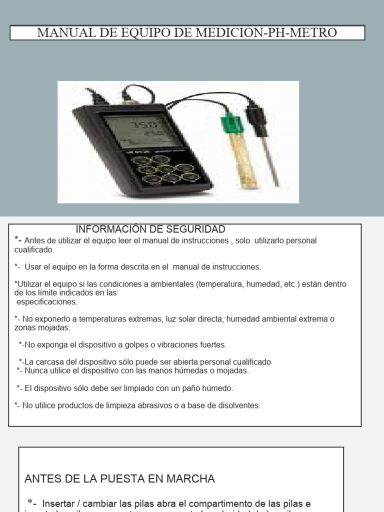 Manual de Equipo de Medición-Ph-Metro | PDF