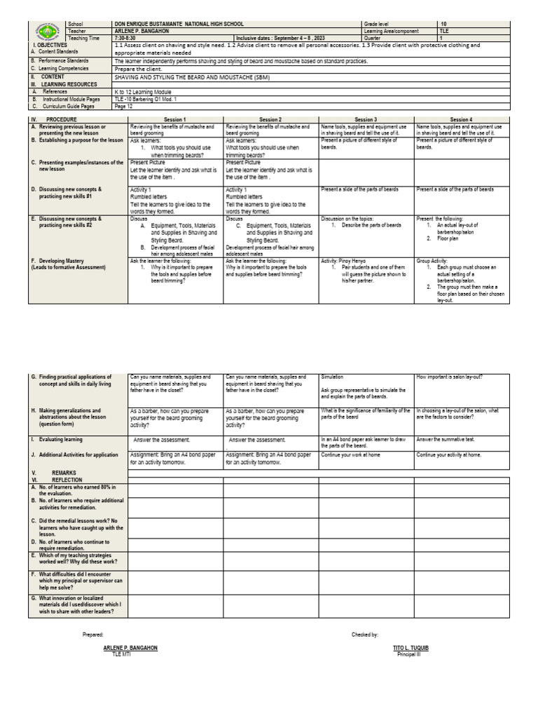 DLL-BARBERING 10 WK2 | PDF