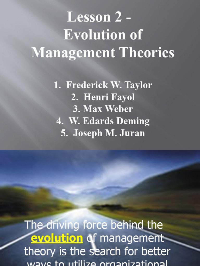 Lesson 2 Evolution of Management Theories | PDF | Employment | Business