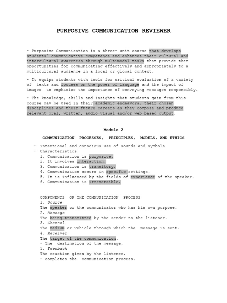 Purposive Communication Reviewer | PDF