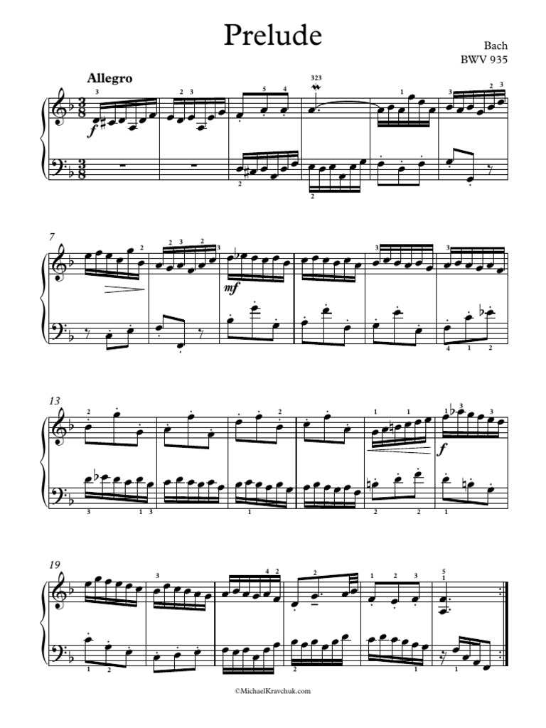 Bach Prelude BWV 935 | PDF