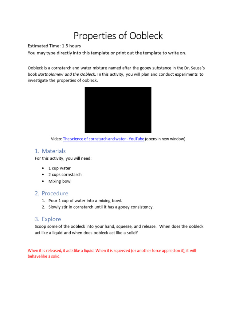 Properties of Oobleck | PDF | Wellness