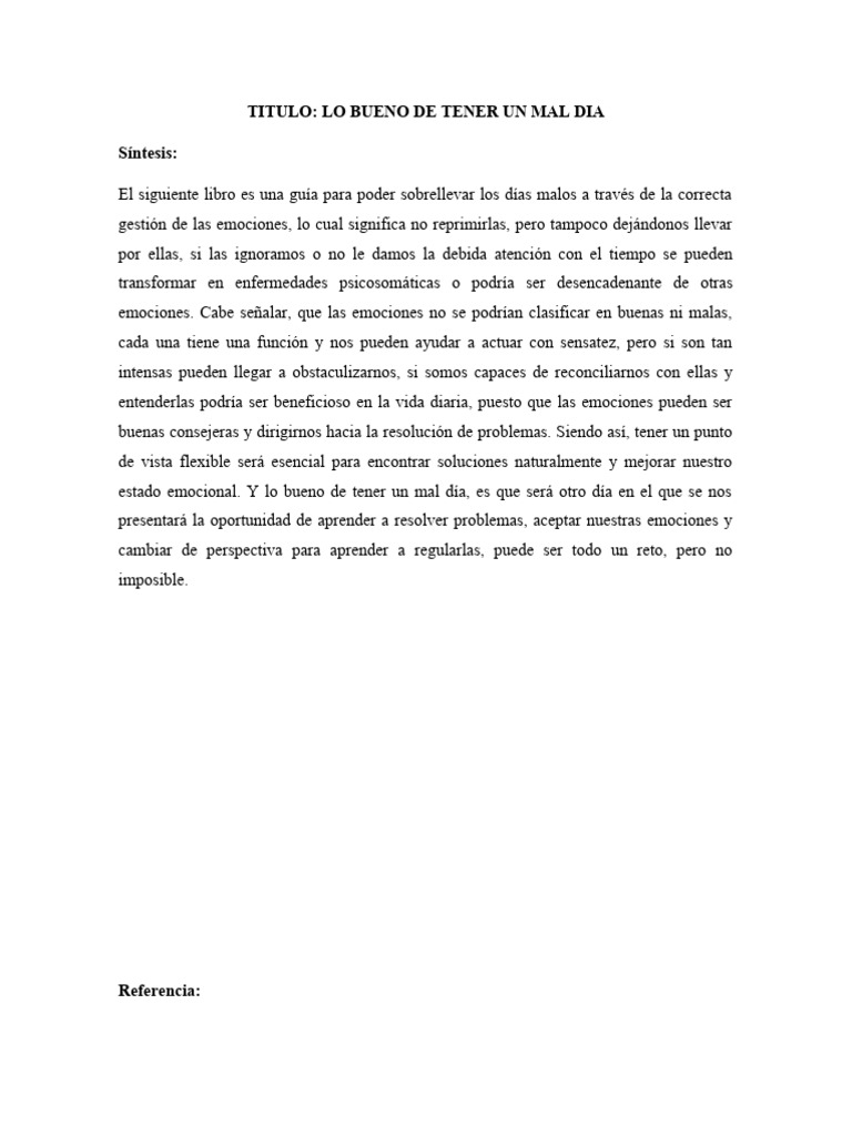 Lectura 1 Lo Bueno de Tener Un Mal Día | PDF
