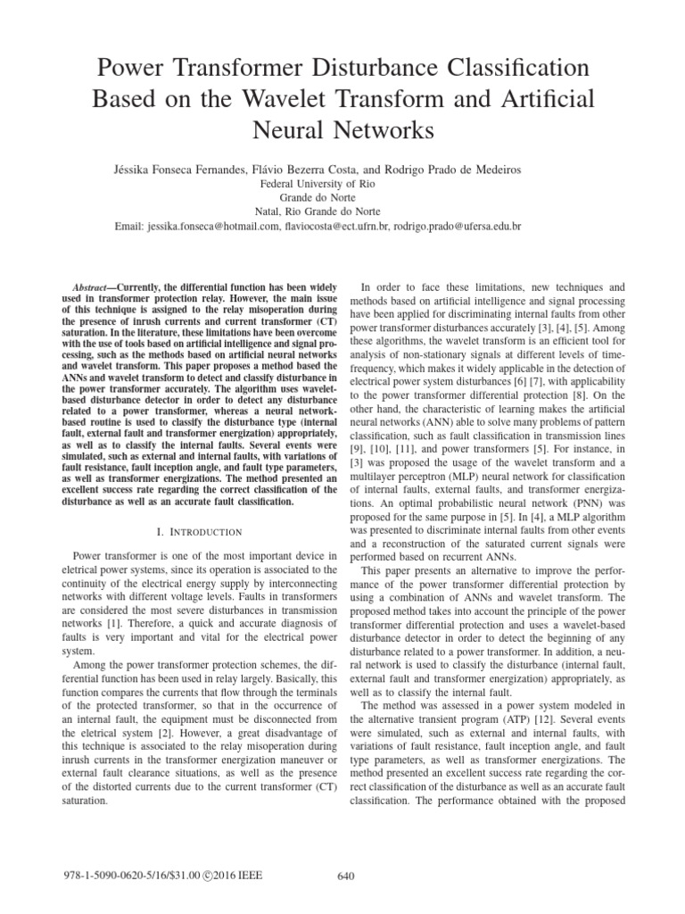 Power Transformer Disturbance Classification | PDF