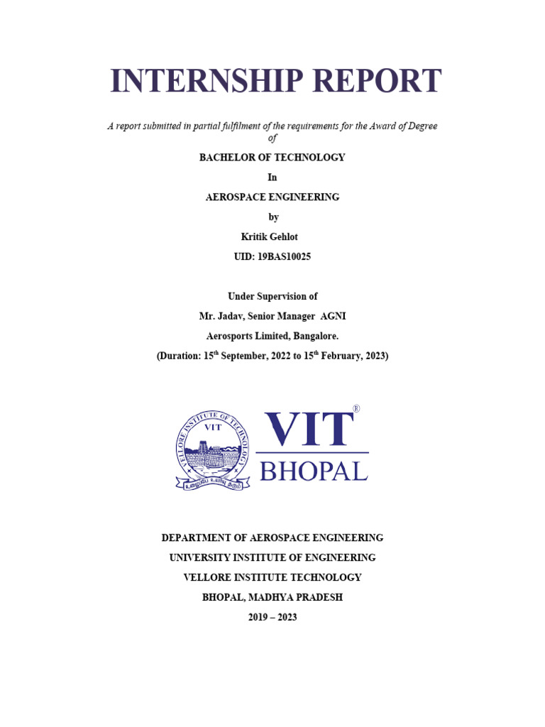 Aerospace Engineering Internship Report | PDF