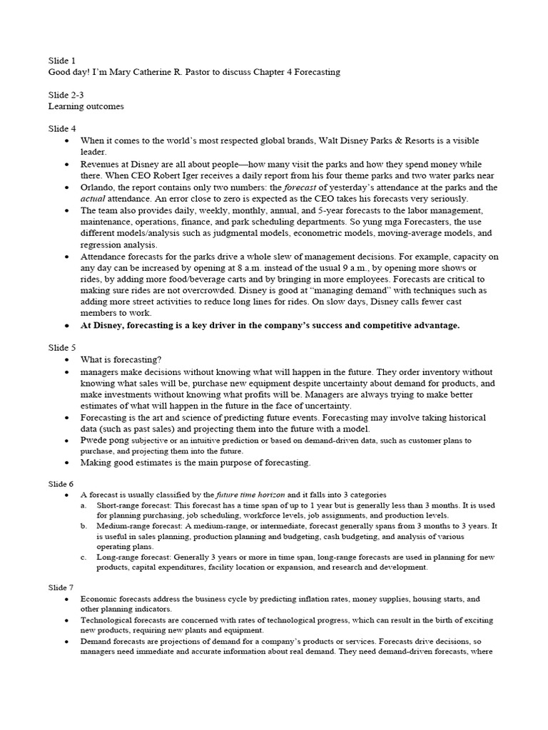 Disney's Attendance Forecasting Strategies | PDF | Career & Growth | Business