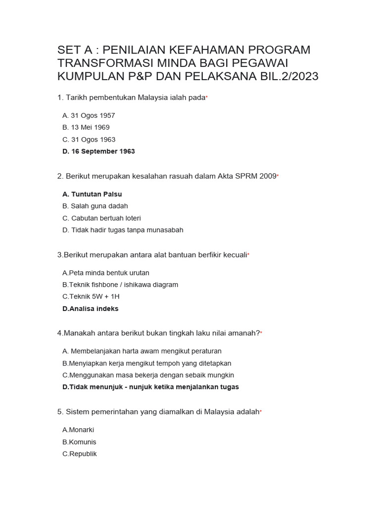 Contoh Soalan PTM 2023 | PDF