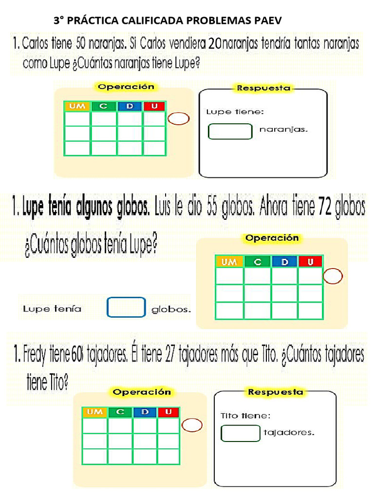Evaluación de Problemas PAEV | PDF
