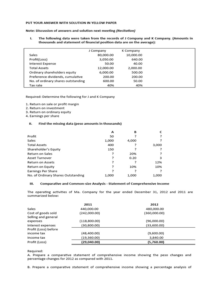 FS Analysis Take Home Quiz Exam | PDF
