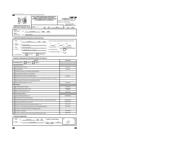 Bukti Potong PPh 21 Form 1721 A1 | PDF