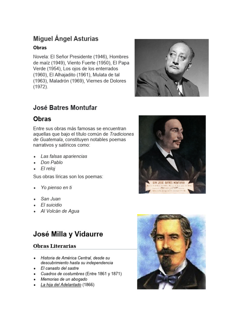 Autores Guatemaltecos y Sus Obras | PDF