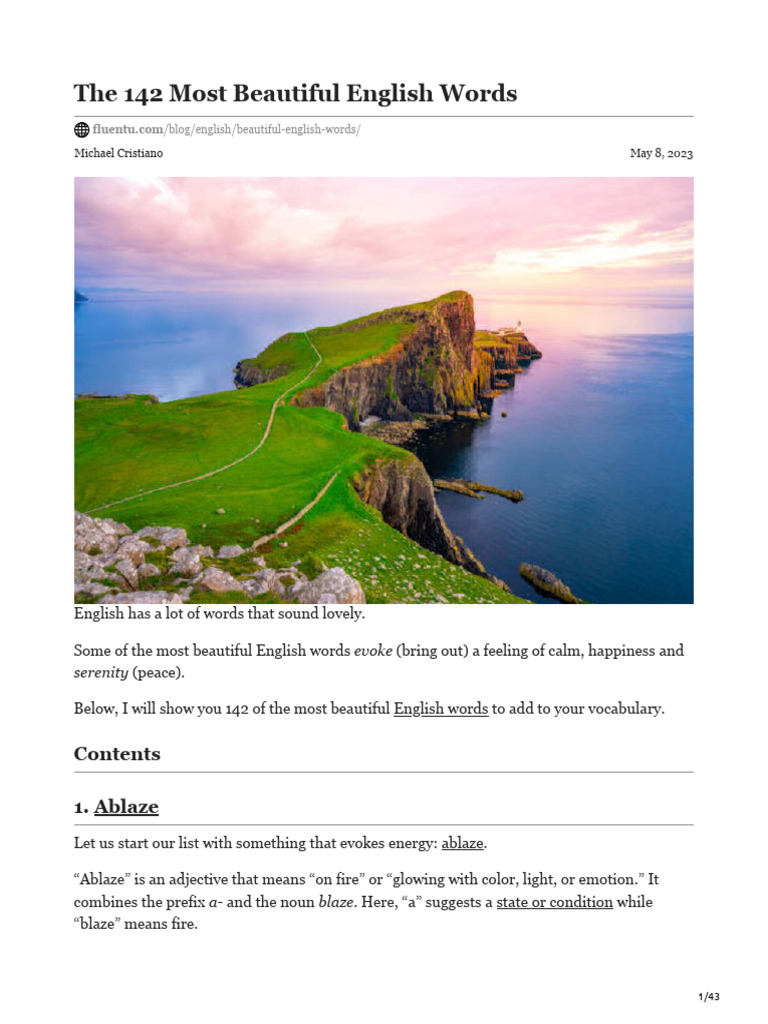 Beautiful English Words | PDF | Adjective | Noun