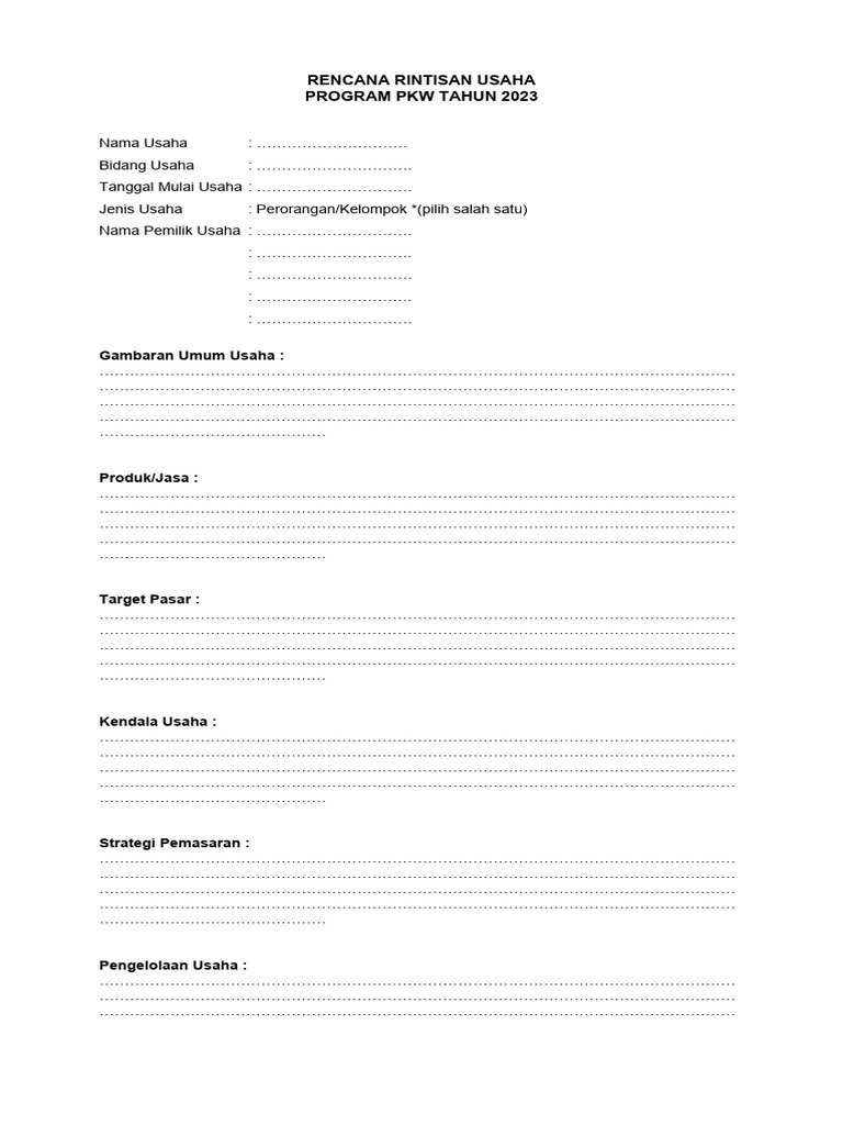 SIMPLE BUSINESS PLAN Template Evaluasi Rencana Rintisan Usaha | PDF