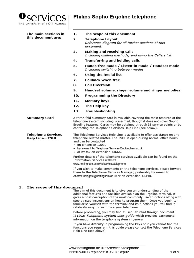 Manual Philips Sopho Ergoline telephone | PDF