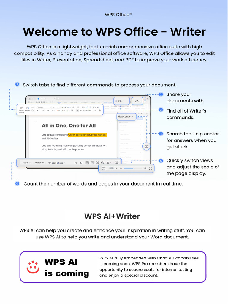 WPS Docs Quick Start Guide | PDF | Computer File | Editing