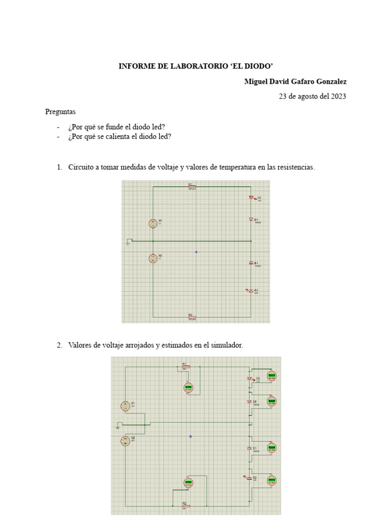 INFORME DE LABORATORIO Diodo Led | PDF