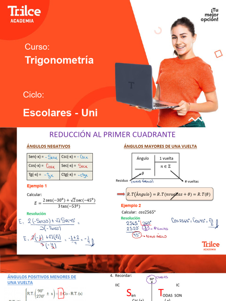 REDUCCIÓN AL PRIMER CUADRANTE - UNI-GRUPOII - Teoría | PDF