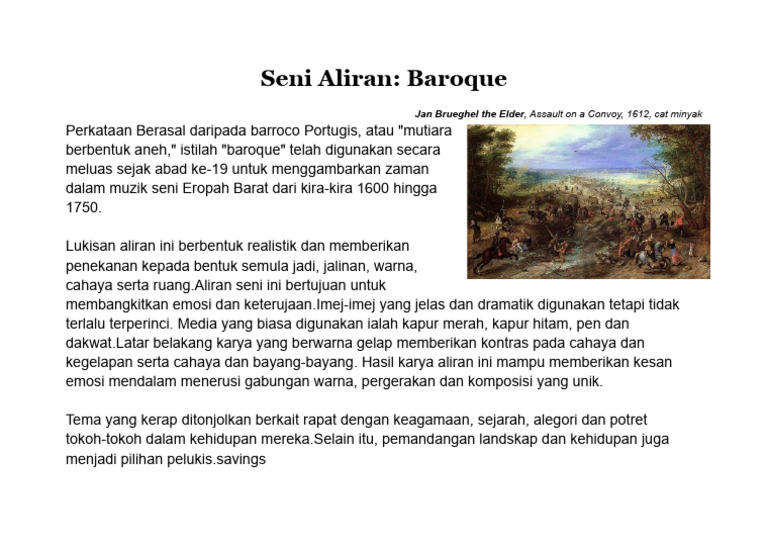 Seni Aliran - Baroque Ringkas | PDF | Seni