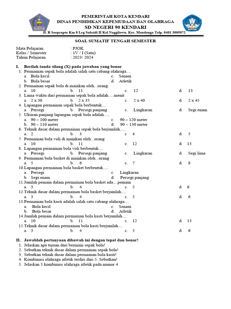 Uts SM 1 SDN 90 Kendari 20231 | PDF