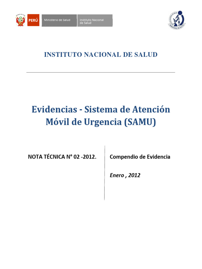 02 SERIE NOTA TECNICA N 02-2012 Evidencias - Sistema de Atencion Movil de Urgencia (SAMU) | PDF