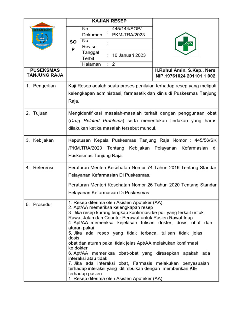 Sop Kajian Resep | PDF