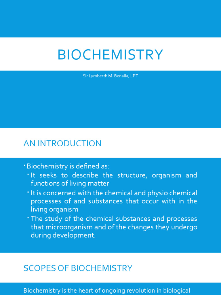 Biochemistry Intro | PDF