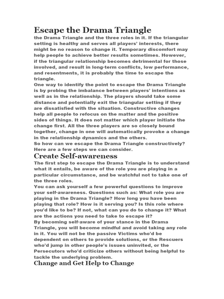 Escape The Drama Triangle | PDF