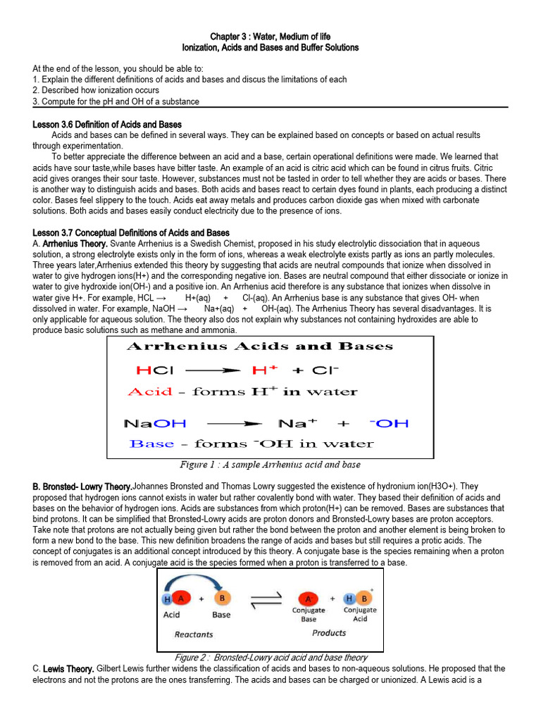 Lesson 1 Acids and Bases | PDF