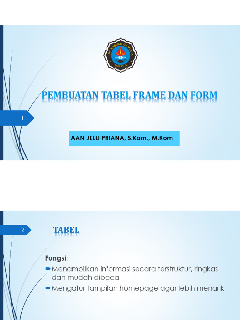 03-Pembuatan Tabel Frame Dan Form | PDF 03-Pembuatan Tabel Frame Dan Form | PDF