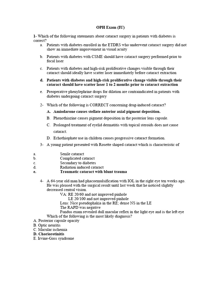 Exam IU Module Cataract | PDF
