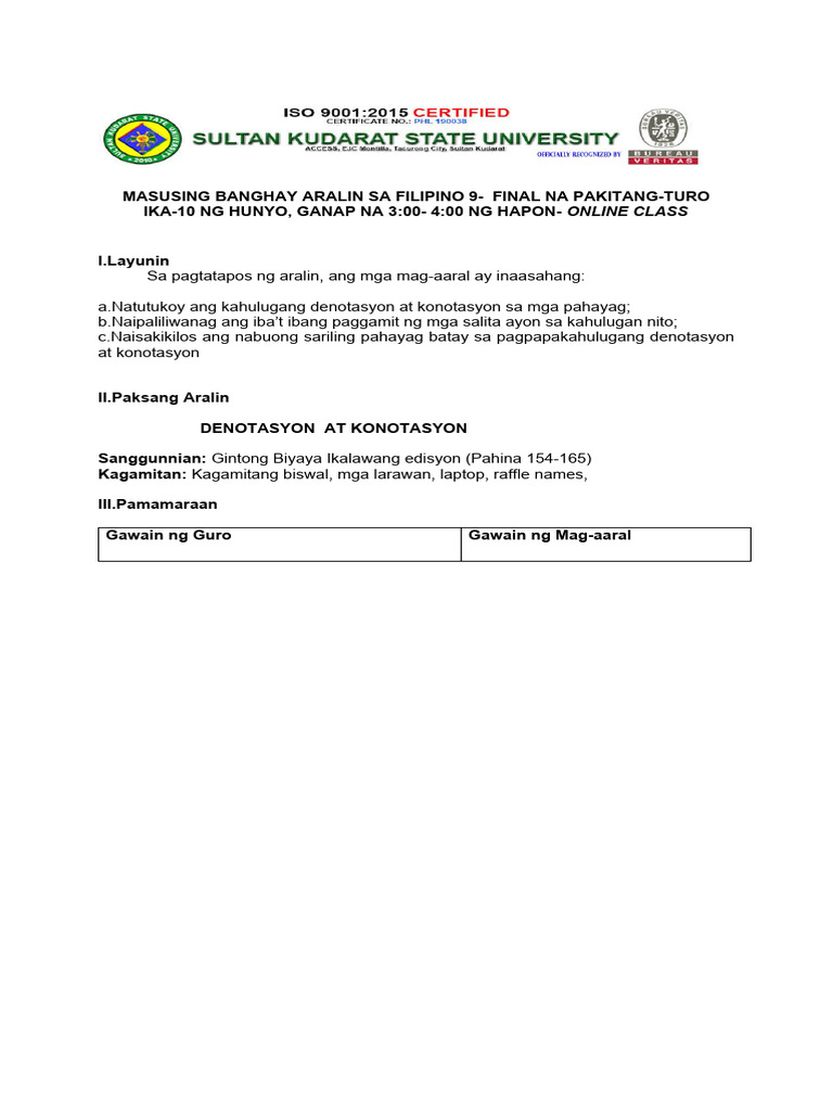 Lesson Plan Magalang Edited | PDF