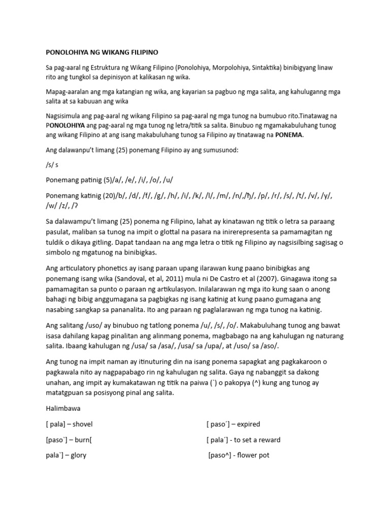 Ponolohiya NG Wikang Filipino | PDF