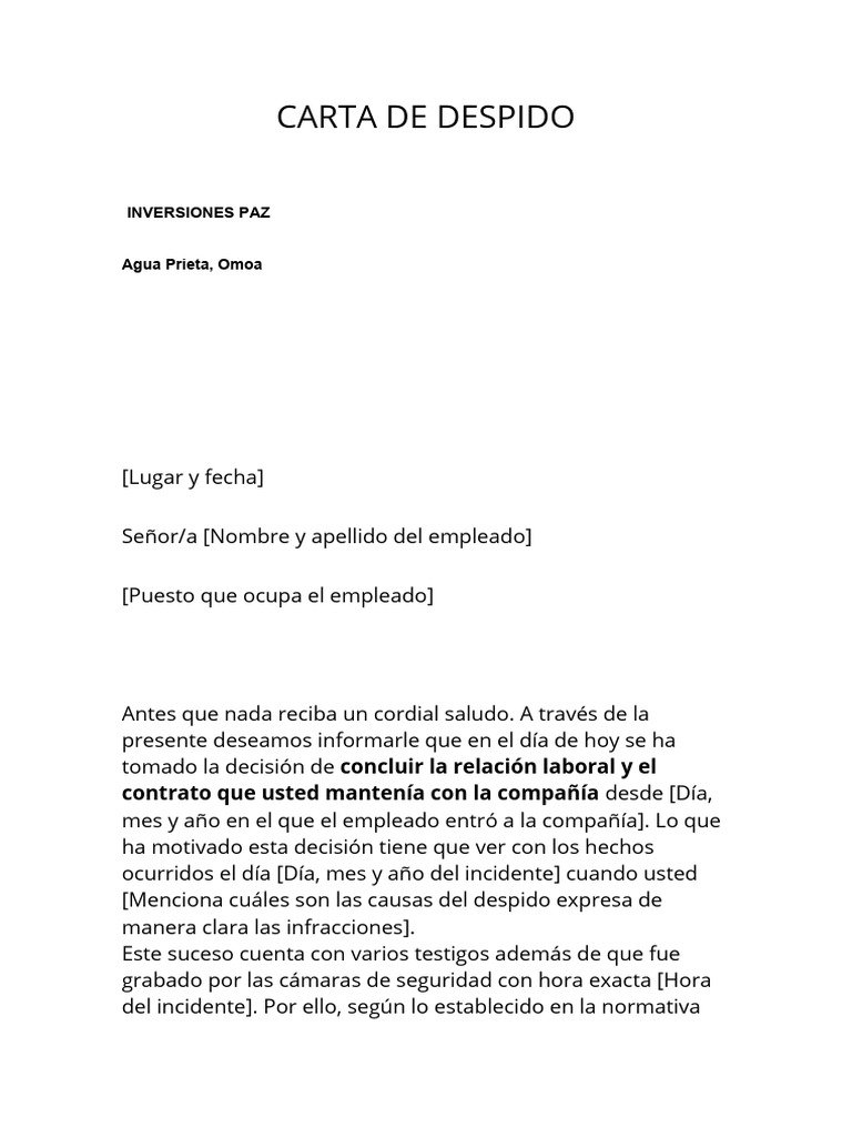 Carta de Despido | PDF