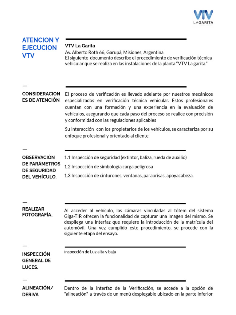 Atencion y Ejecucion VTV | PDF