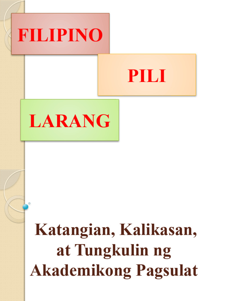 Filipino Sa Piling Larang - Week 1 | PDF