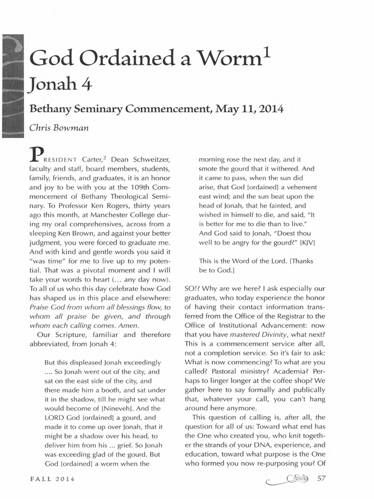 Jonah 4 A Worm | PDF