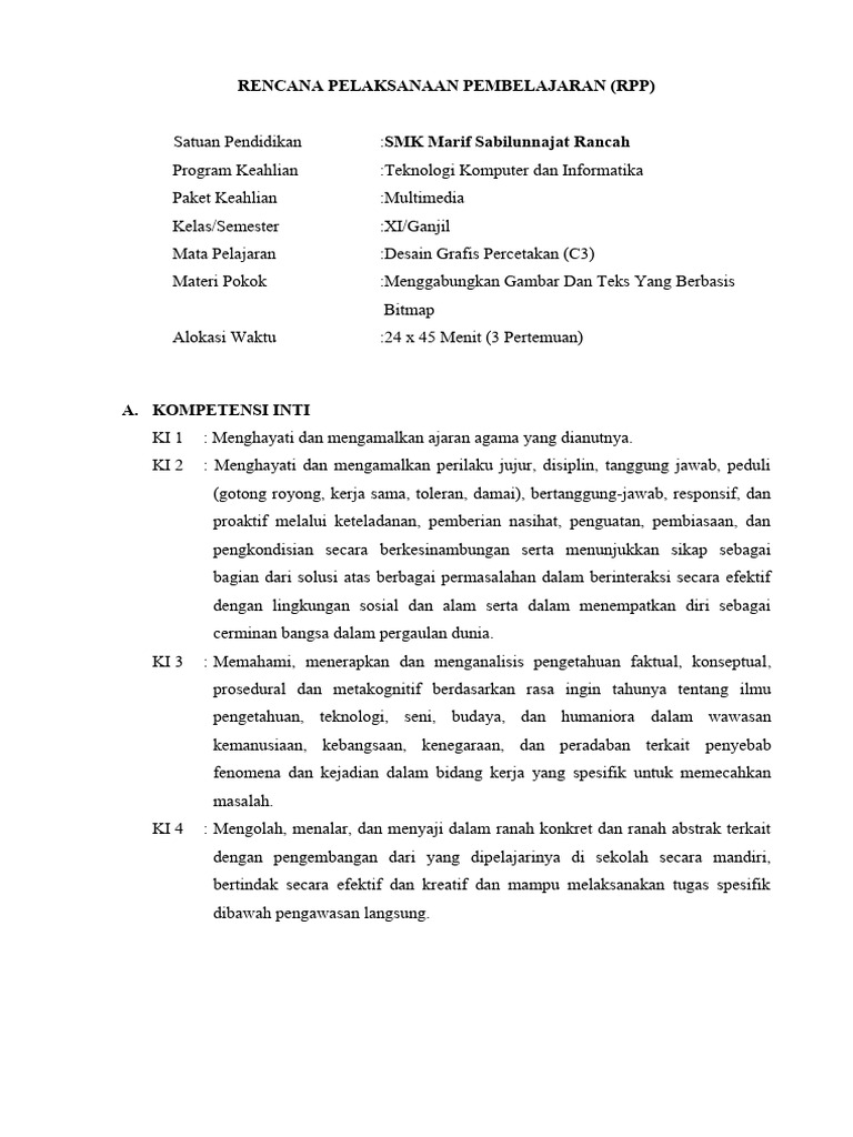 RPP 3 7 Desain Grafis Percetakan Revisi | PDF