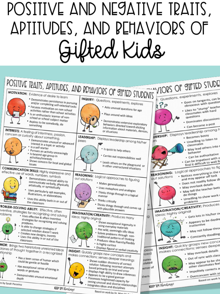 Positive and Negative Traits of Gifted Kids Freebie | PDF
