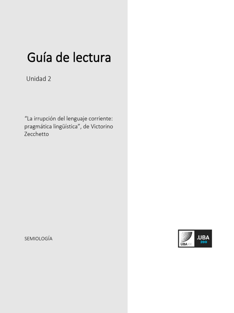U2 - Guía de Lectura - Zecchetto | PDF
