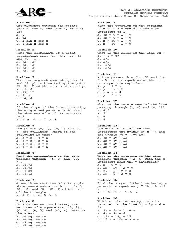 3.4 - Analytic Geometry | PDF | Ellipse | Euclidean Plane Geometry
