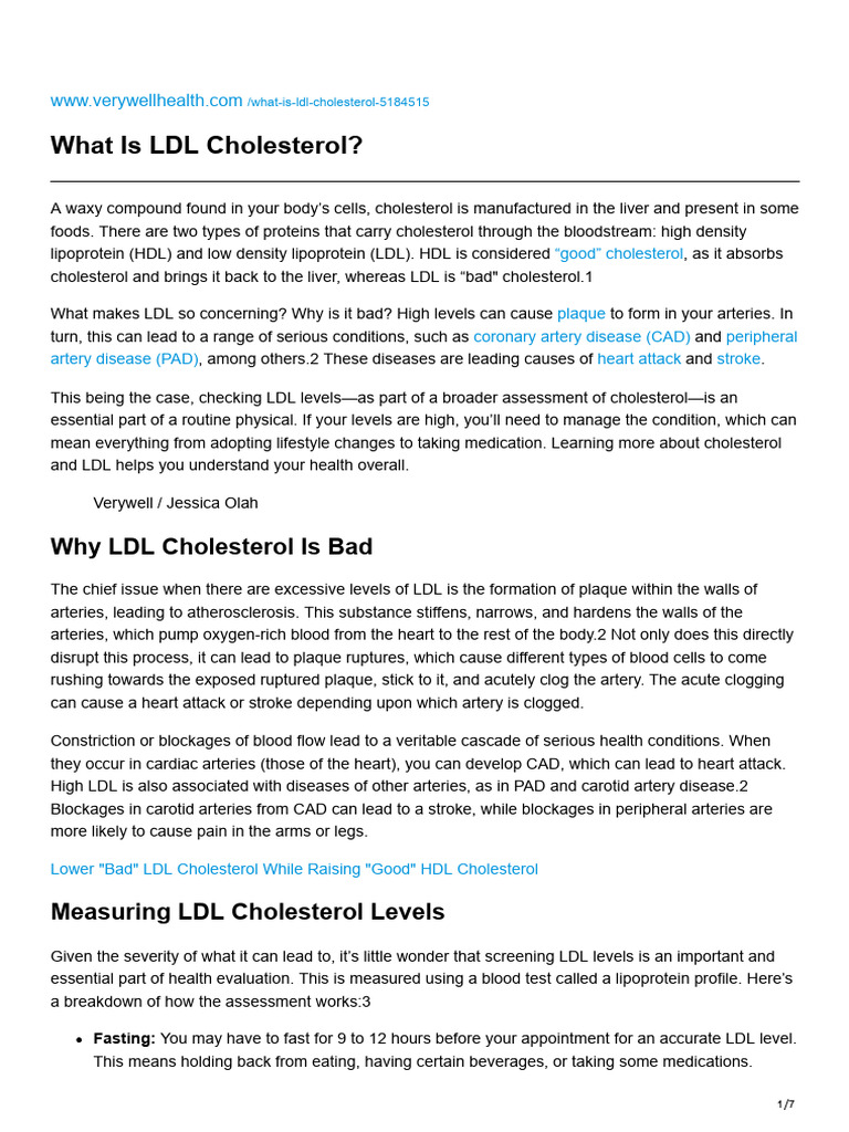 What Is Ldl Cholesterol Pdf