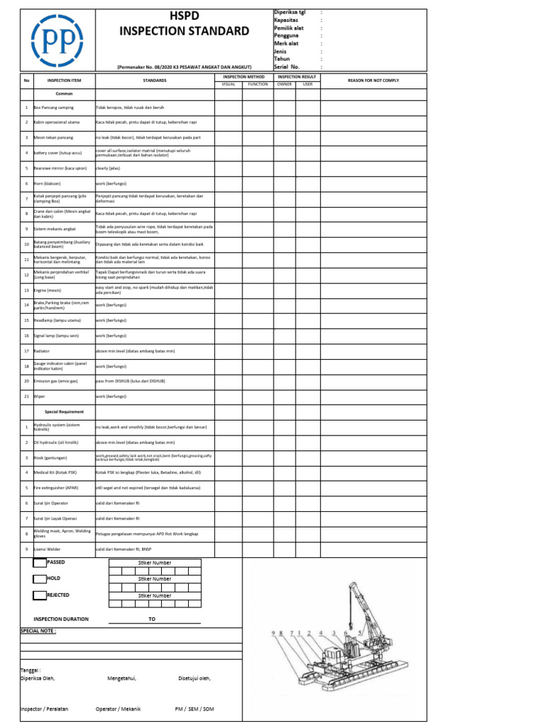 Formulir Inspeksi Alat Berat dan APD | PDF