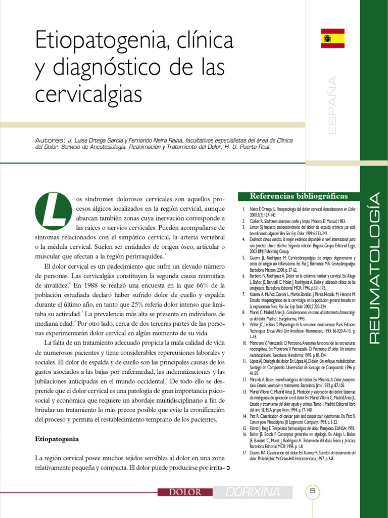 Etiopatogenia, Clínica y Diagnóstico de Las Cervicalgias: Dorixina | PDF