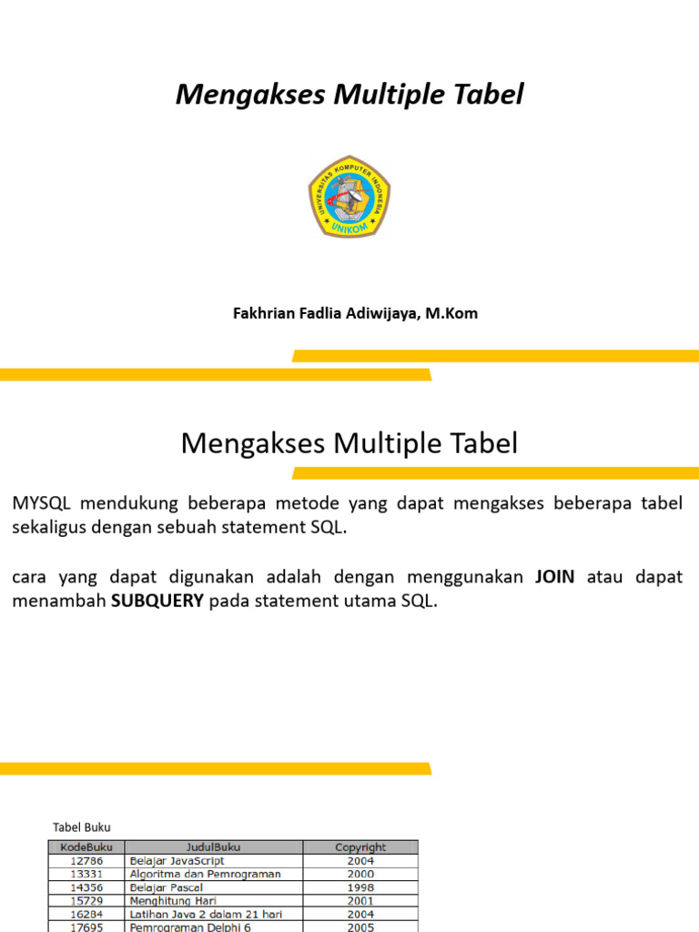 Mengakses Multiple Tabel | PDF