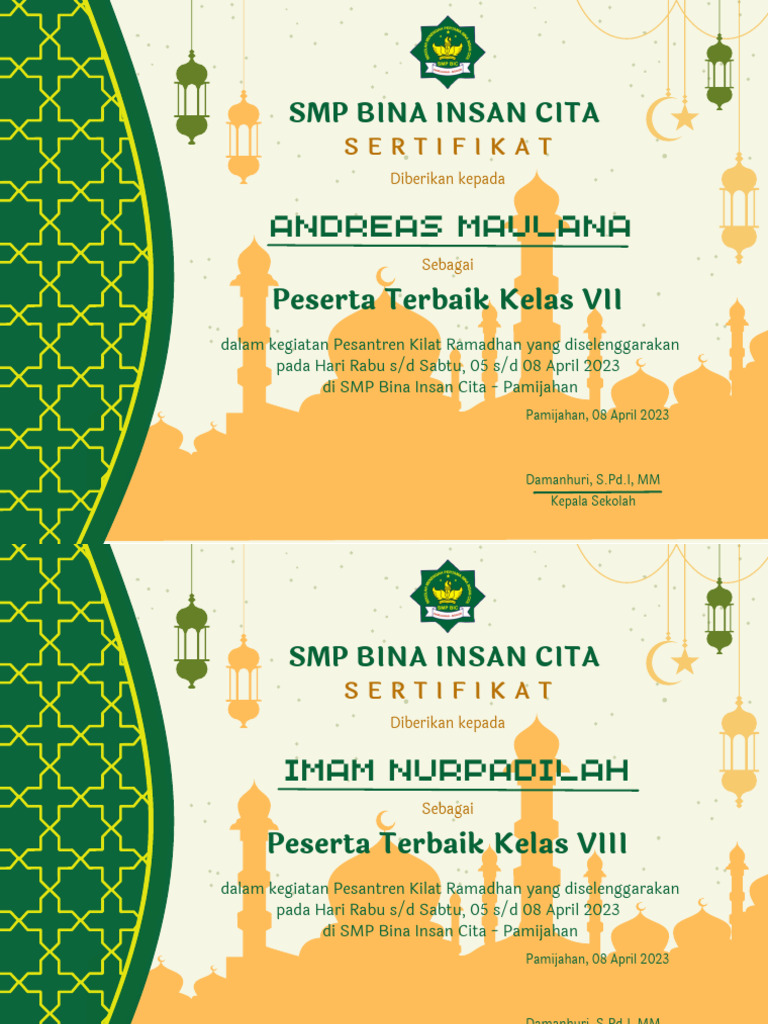 Sertifikat Sanlat Pdf