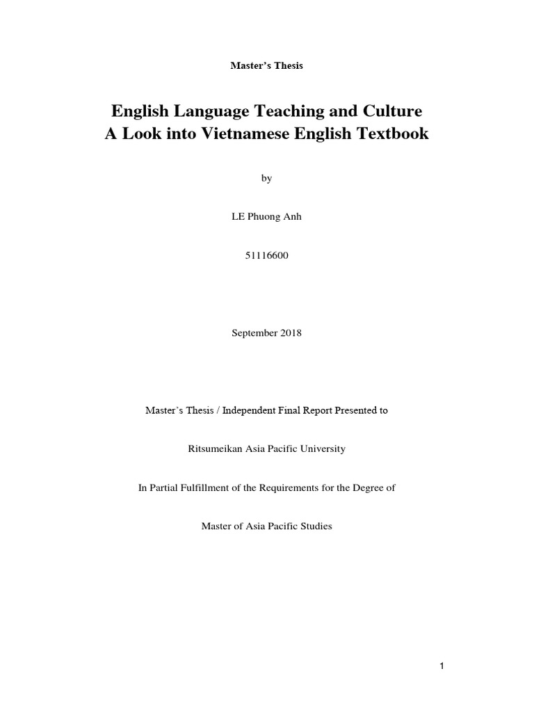 English Language Teaching and Culture A Look Into Vietnamese English ...