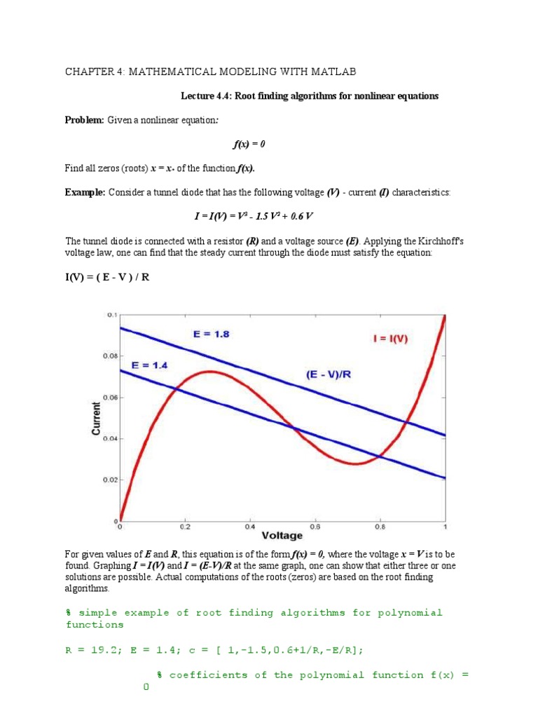Chapter 4: Mathematical Modeling With Matlab | PDF | Zero Of A Function | Stability Theory